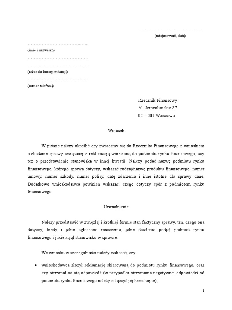 Wzory Wniosek RF | PDF