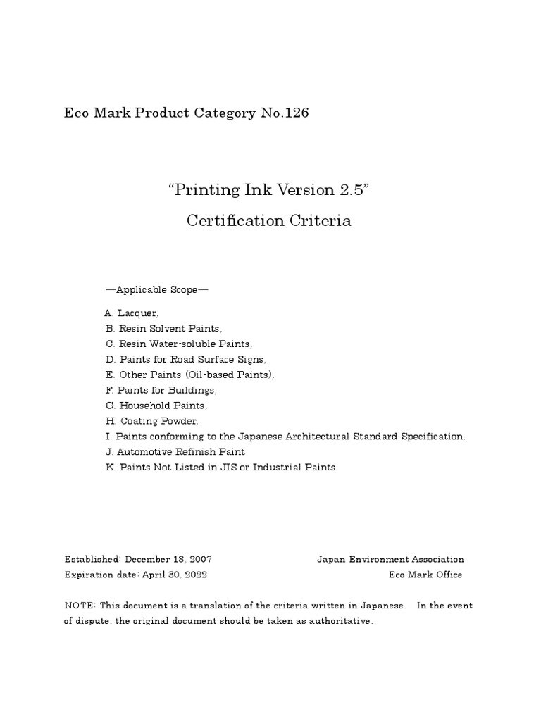 Certification Criteria of Painting Using JIS | PDF | Paint ...