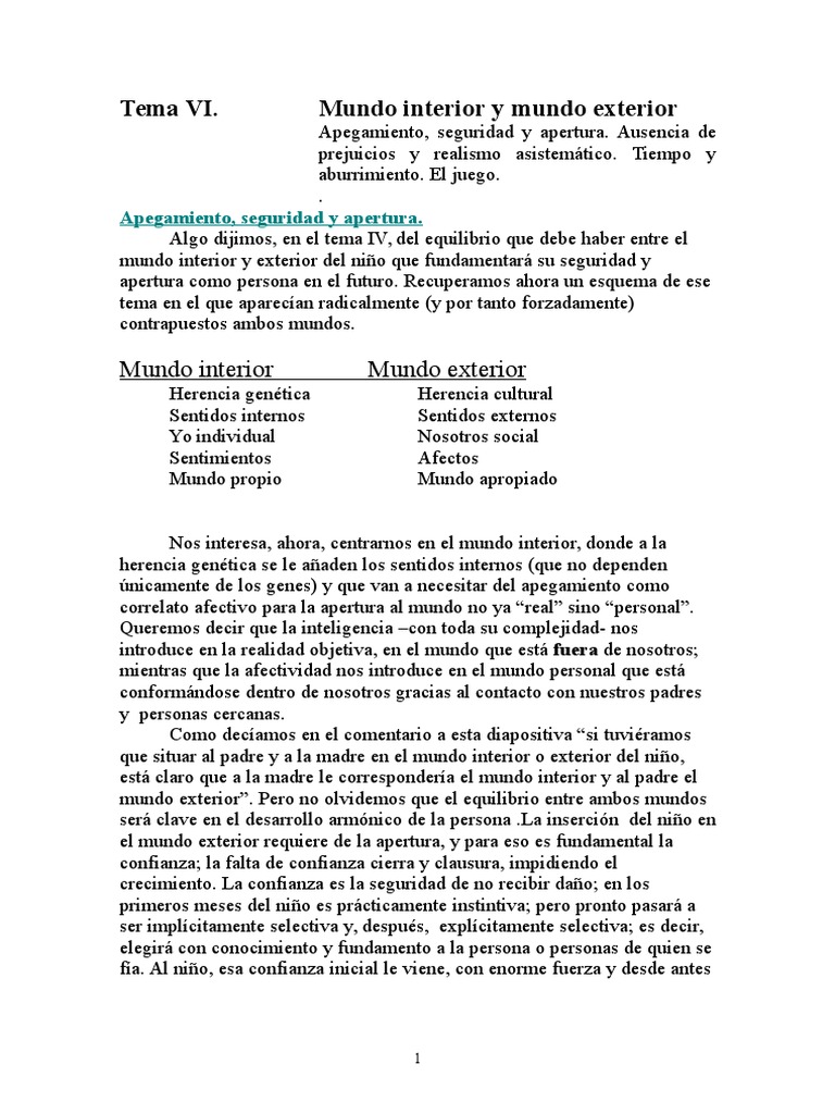 Tema 06 Mundo Interior y Mundo Exterior | PDF | Verdad | Realismo ...