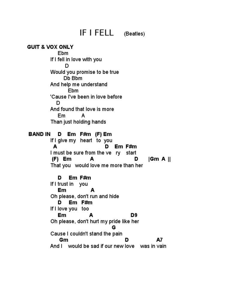 If I FELL - Beatles - Lyrics&Chords | PDF