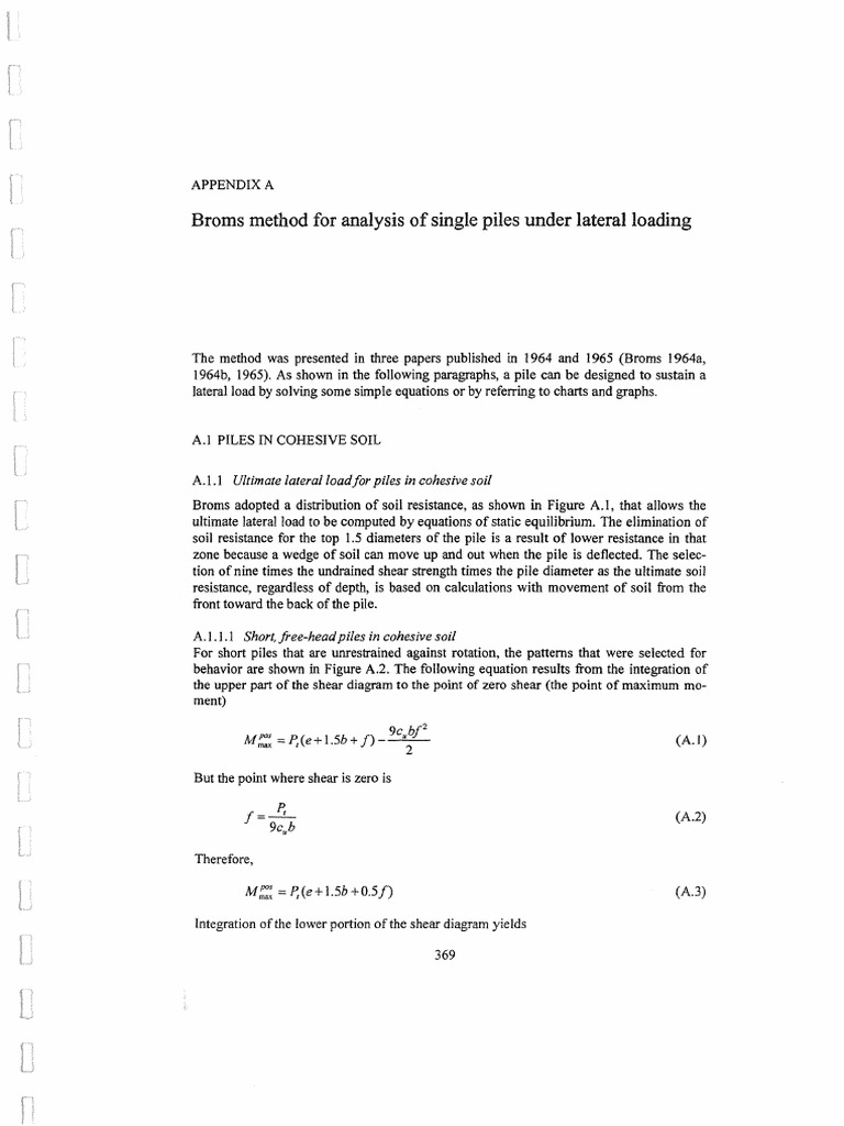 Broms Method for Lateral Pile Analysis | PDF | Yield (Engineering ...