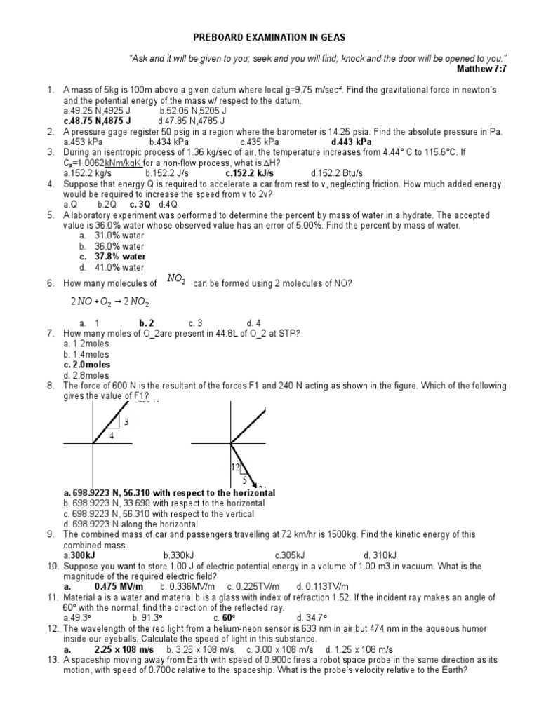 GEAS Exam | PDF | Mole (Unit) | Stress (Mechanics)