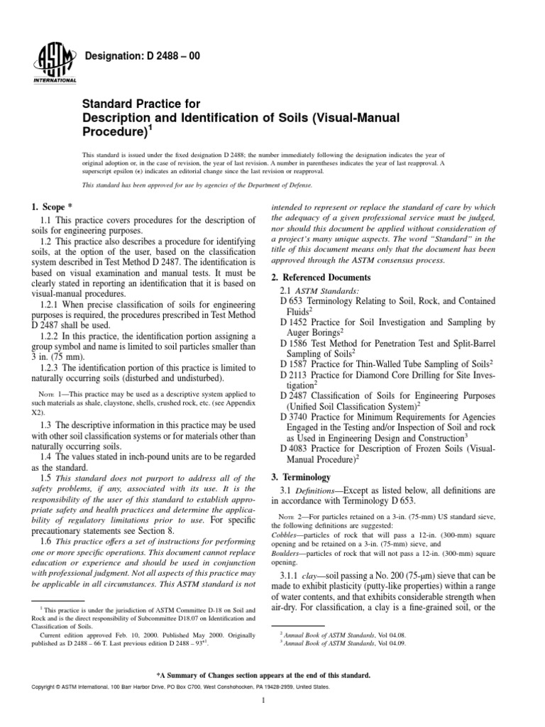 Astm D 2488-00 PDF | PDF | Sand | Soil
