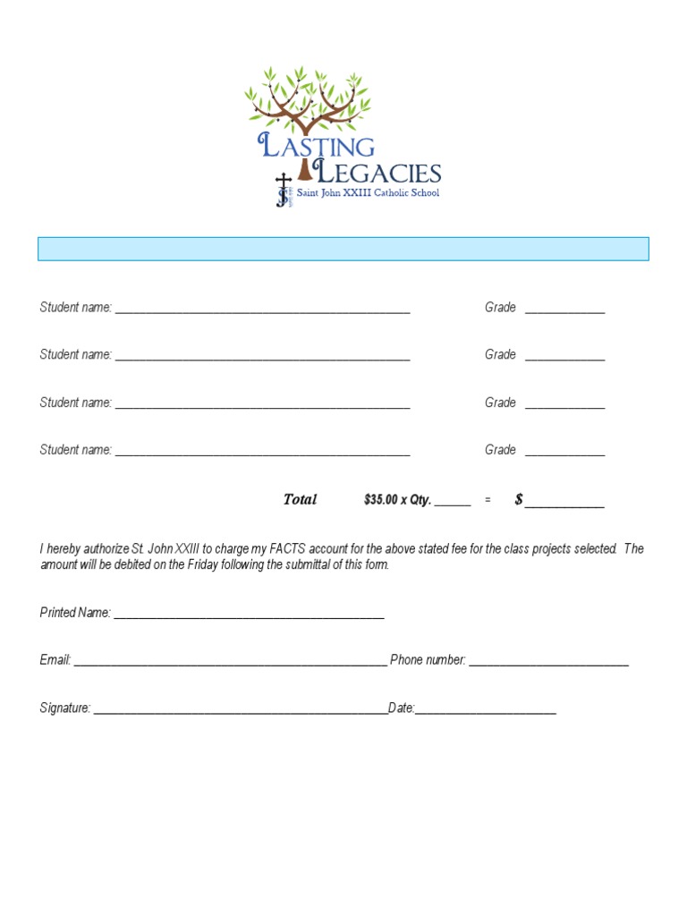 Class Project Order Form: Total $ | PDF