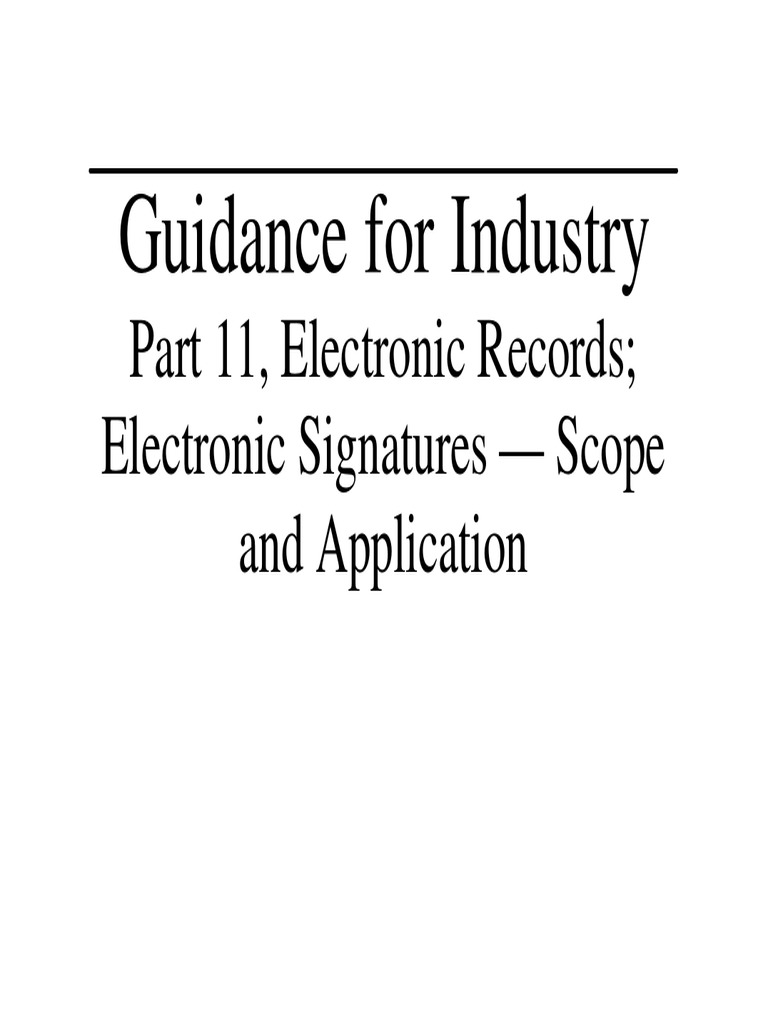 Guidance For Industry - Part 11, Electronic Records Electronic ...