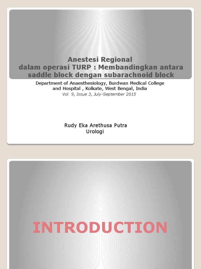 Anestesi Regional Dalam Operasi TURP | PDF