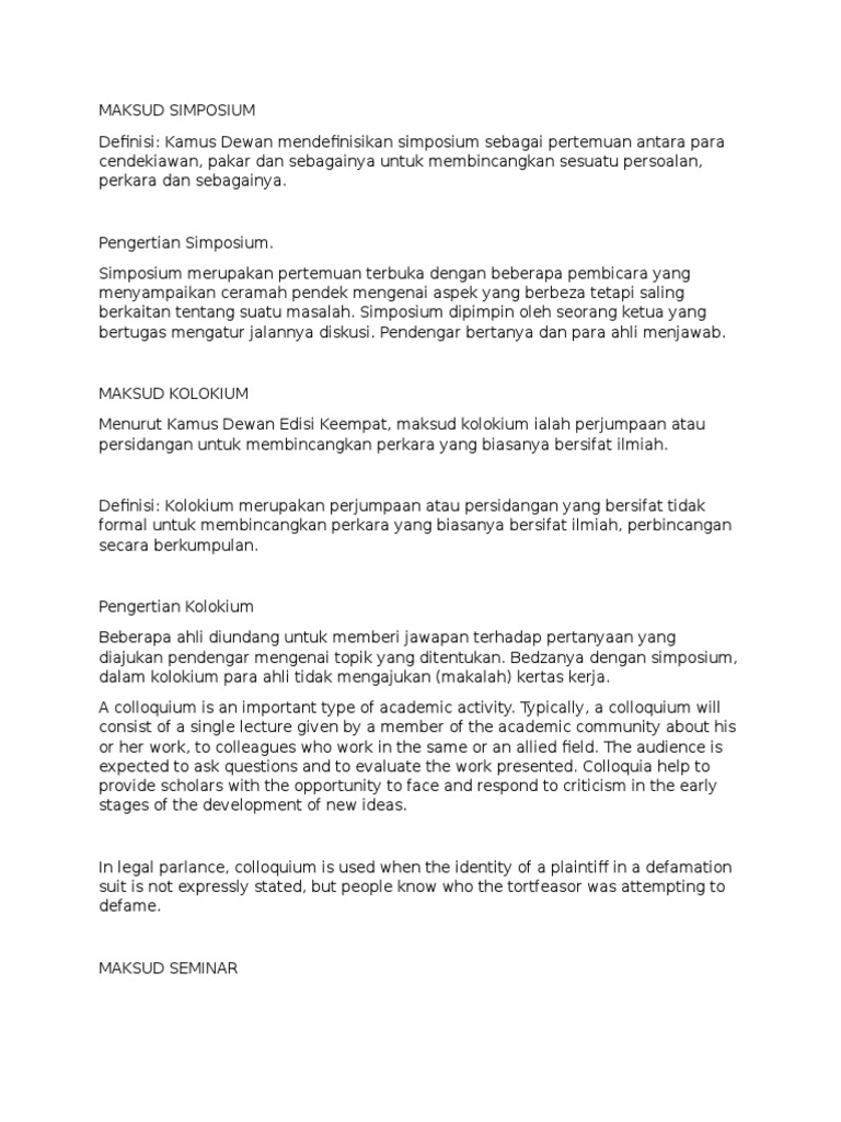 Maksud Simposium | PDF | Karier & Perkembangan