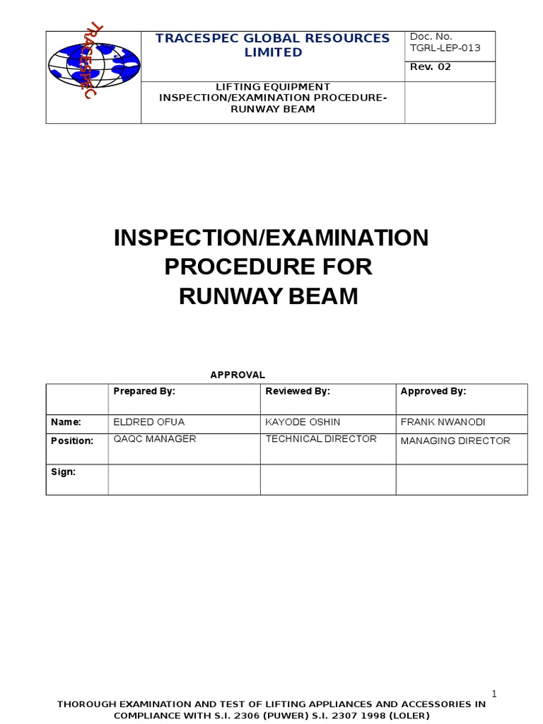 Examination Procedure for Runway Beam Inspection | Structural Load ...