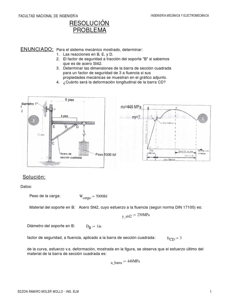 Ejercicio Esfuerzo Simple | PDF | Deformación (ingeniería) | Mecánica