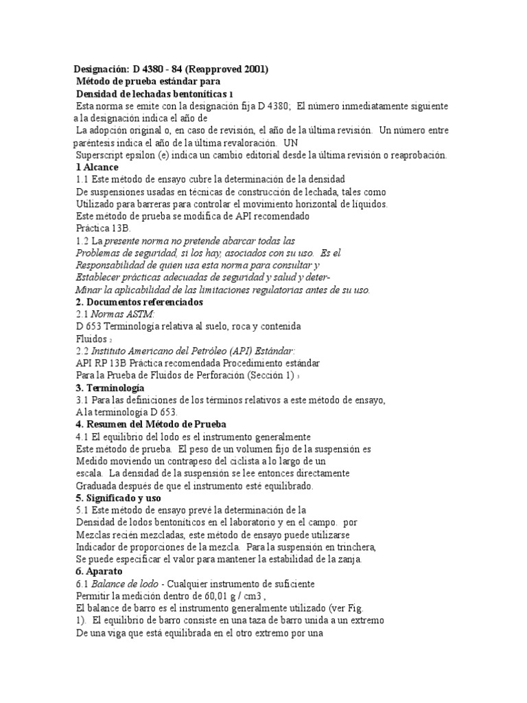 Astm d4380 Balanza de Lodos | PDF | Densidad | Naturaleza