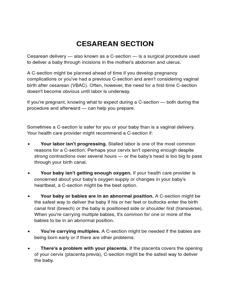 C Section | PDF | Caesarean Section | Childbirth