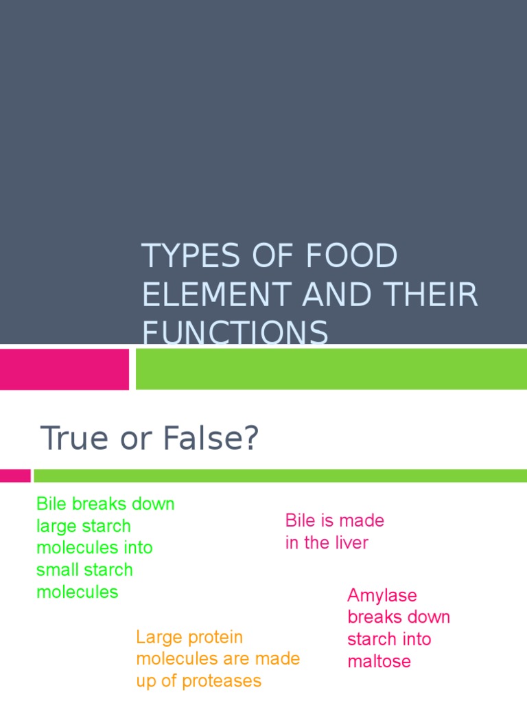 Types of Food Element and Their Functions | PDF | Carbohydrates | Vitamin