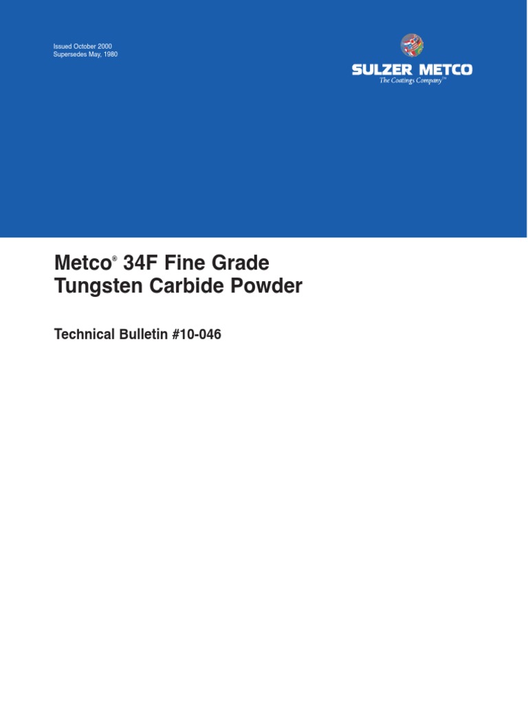 Metco 34F 10-046 | PDF | Tungsten | Abrasive