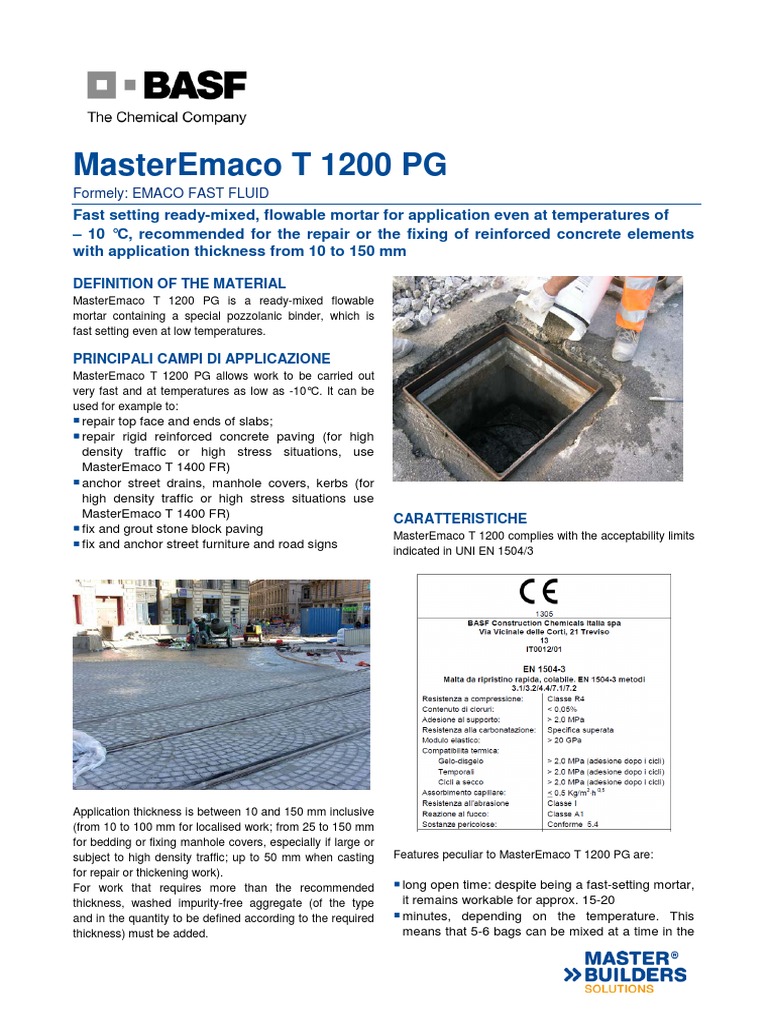 MasterEmaco T 1200 PG - EN | PDF | Concrete | Reinforced Concrete