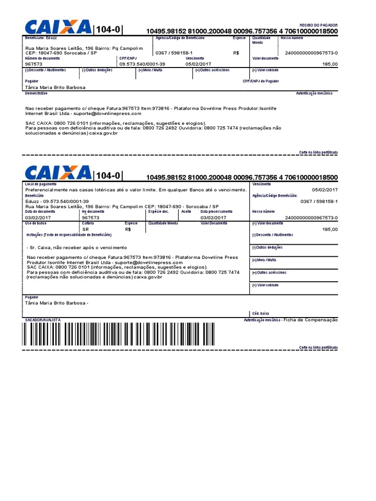 Boleto Via Eduzz - PDF | PDF