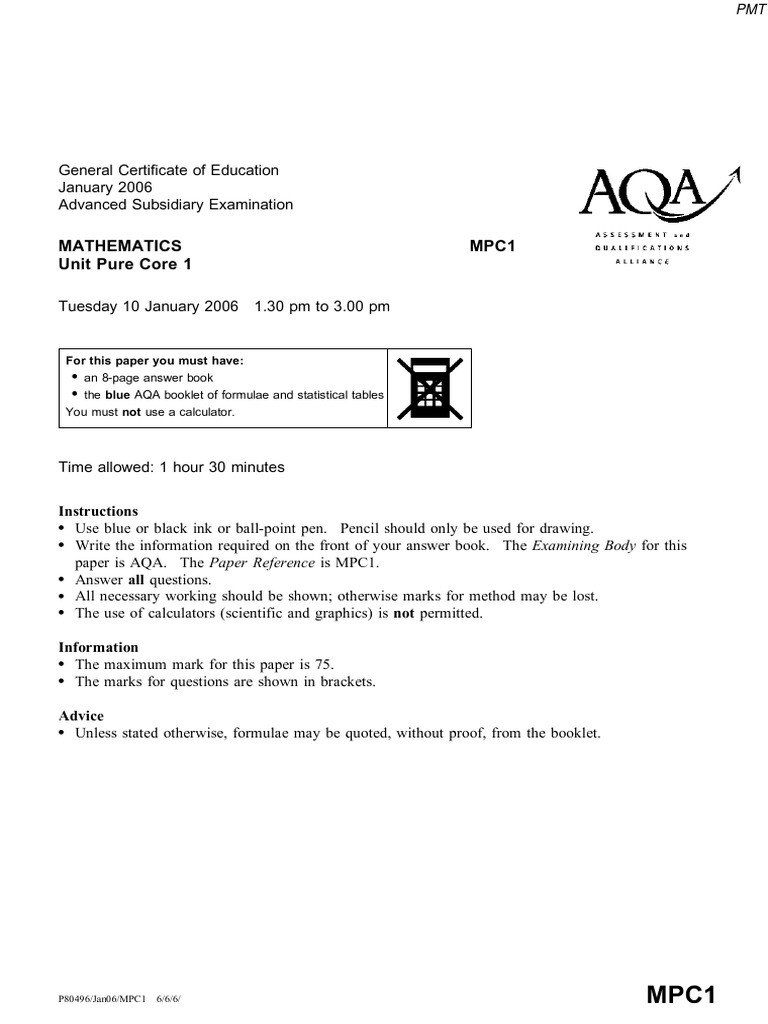 January 2006 QP - C1 AQA-2 PDF | PDF | Teaching Methods & Materials