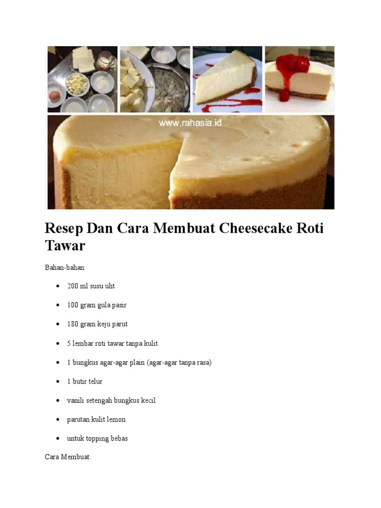Resep Dan Cara Membuat Cheesecake Roti Tawar | PDF