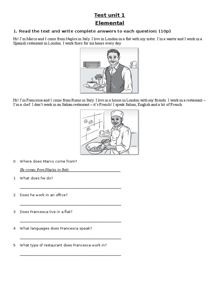 Test Unit 1 Elemental 2016 | PDF | Linguistics | Languages