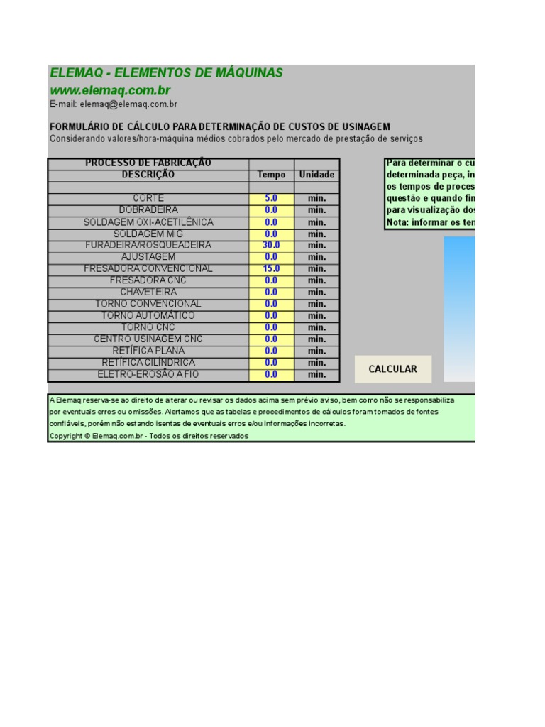 Cálculos de Custos Usinagem | Moagem (Corte Abrasivo) | Máquinas