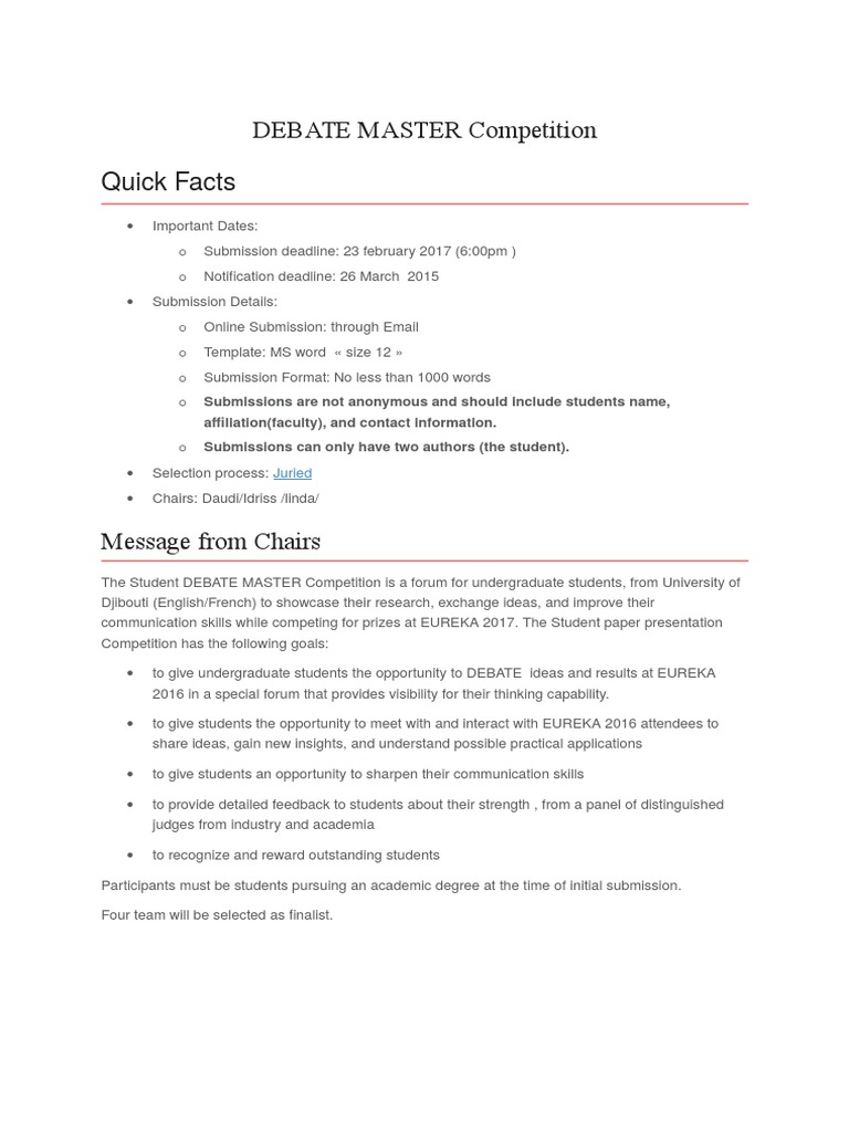 Debate Master Competition | PDF