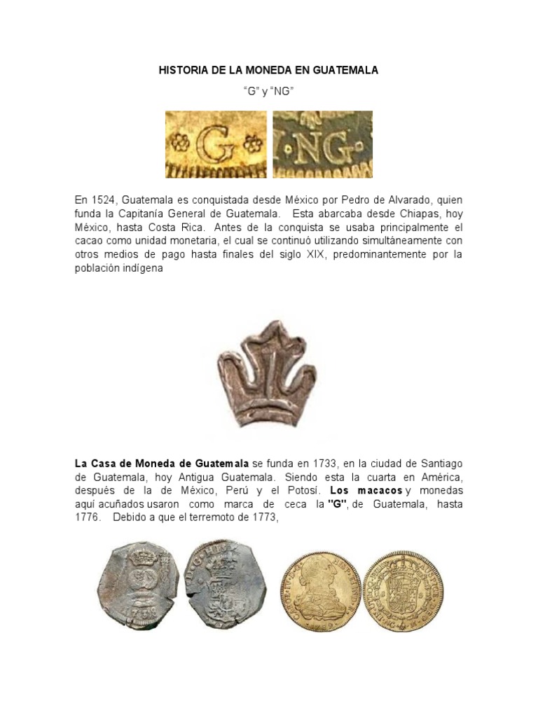 Historia de La Moneda en Guatemala | Guatemala | Monedas