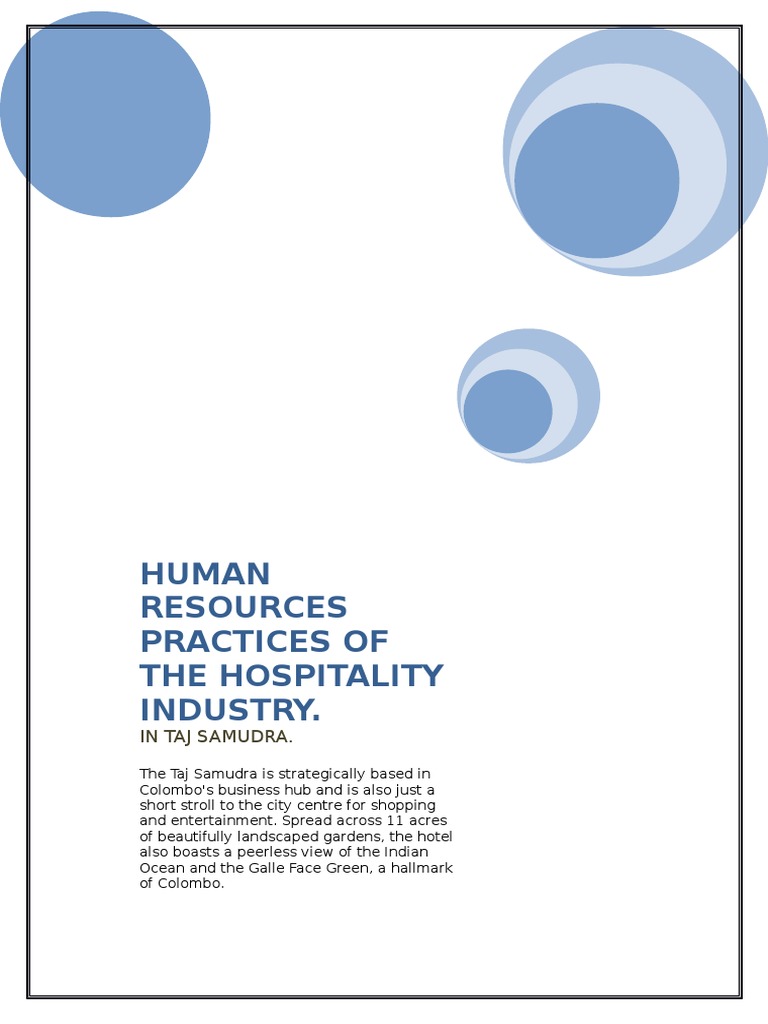 Human Resources Practices of The Hospitality Industry | PDF | Human ...