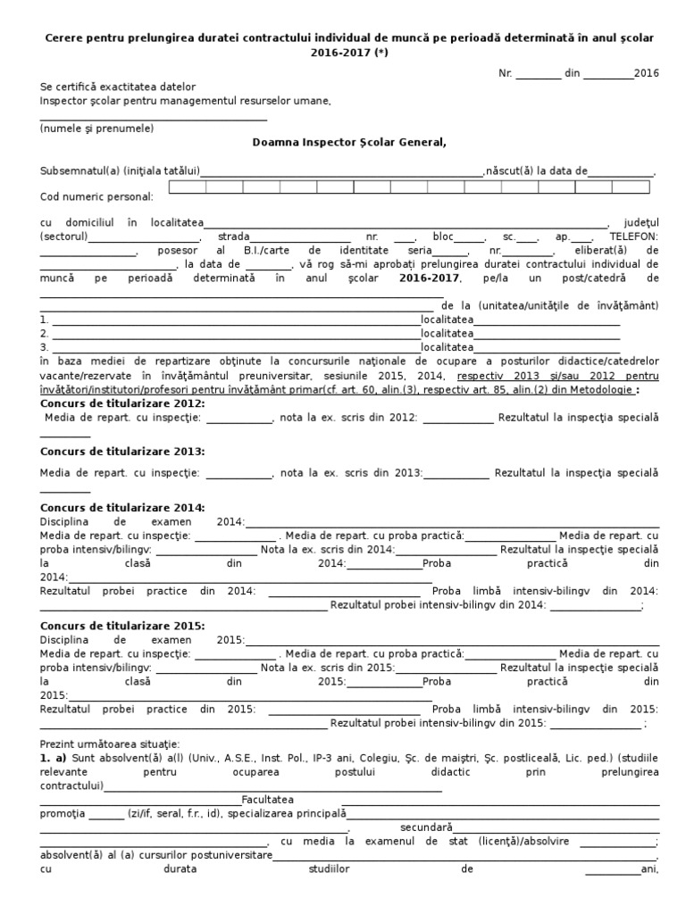 Model Cerere Continuitate | PDF