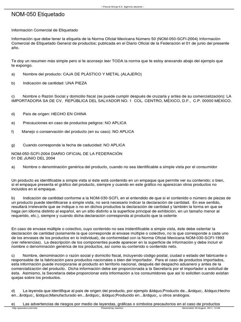 Nom 050 Etiquetado | PDF | Business