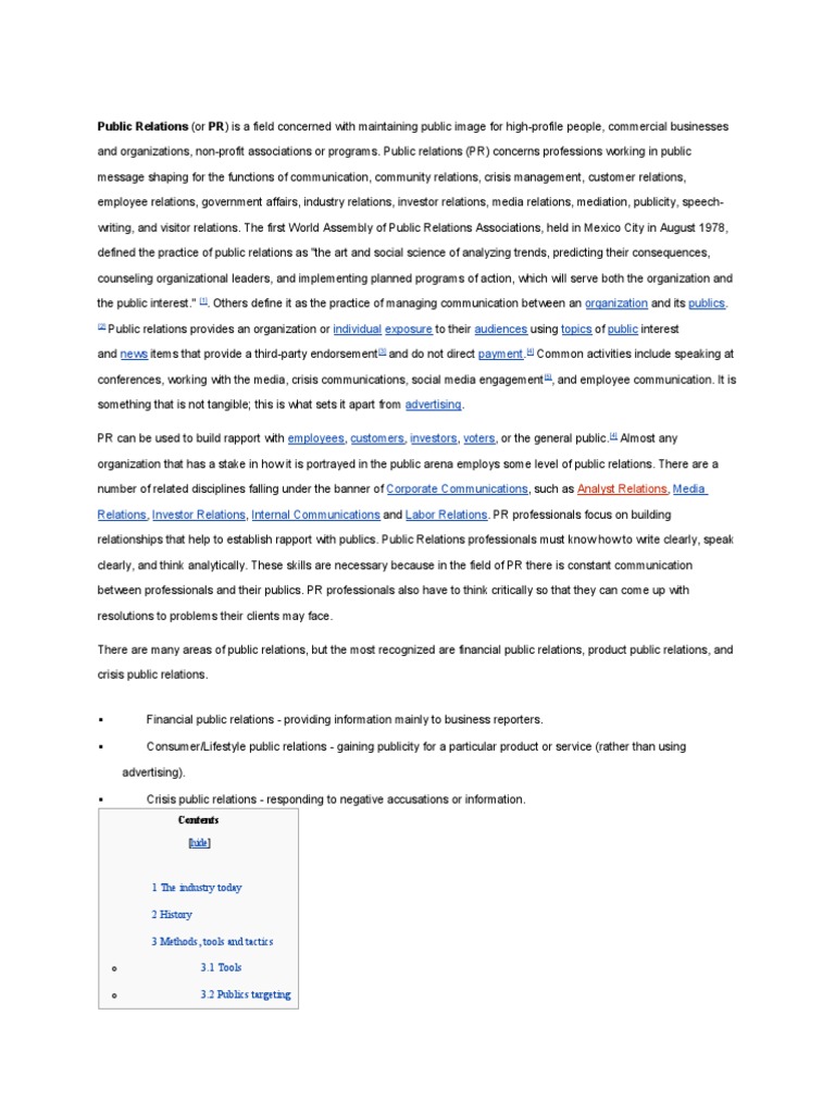 Understanding Public Relations Strategies | PDF | Public Relations ...