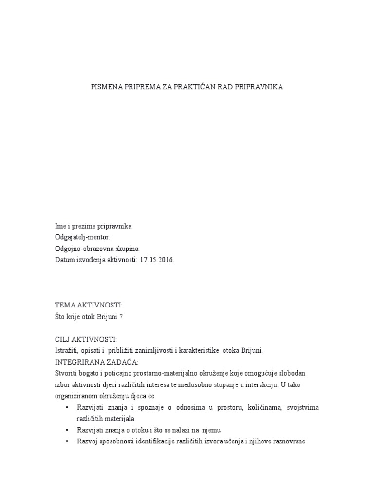 Pismena Priprema | PDF