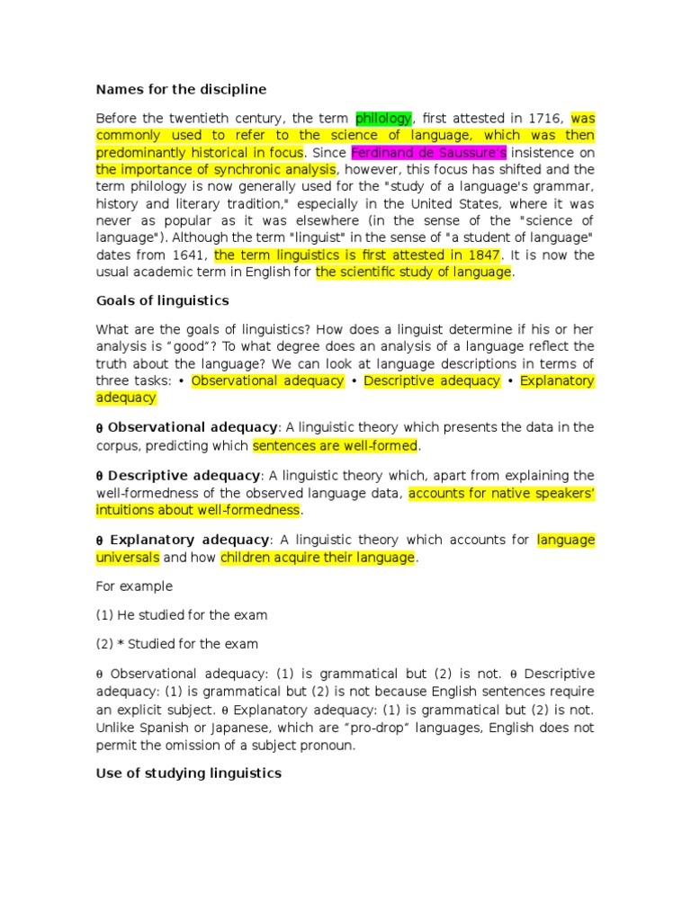 Introduction To Linguistics | PDF | Linguistics | Hypothesis