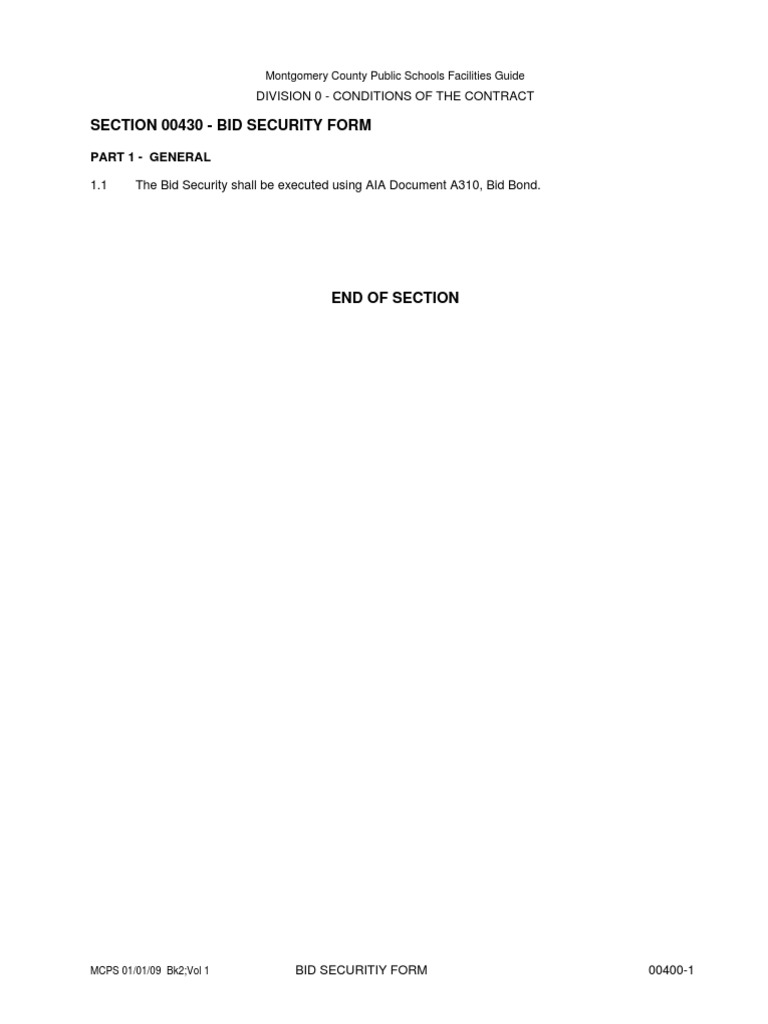 MCPS Bid Security Form Guide | PDF