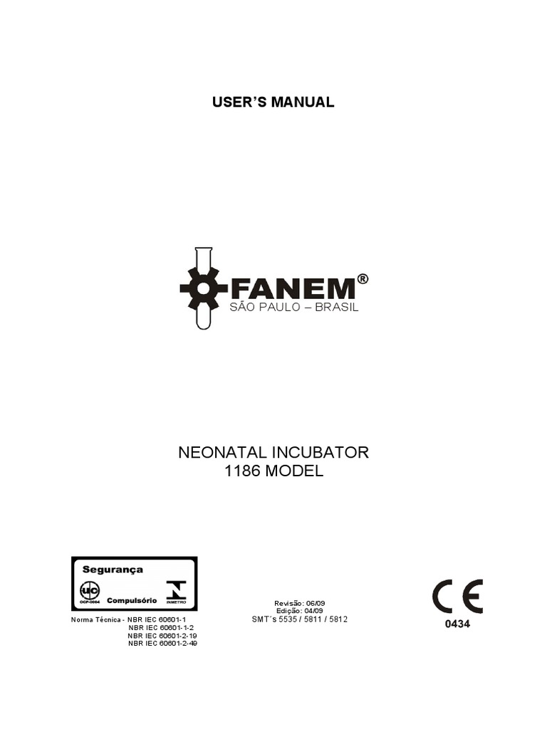 Fanem 1186 Infant Incubator - User Manual | Mains Electricity ...