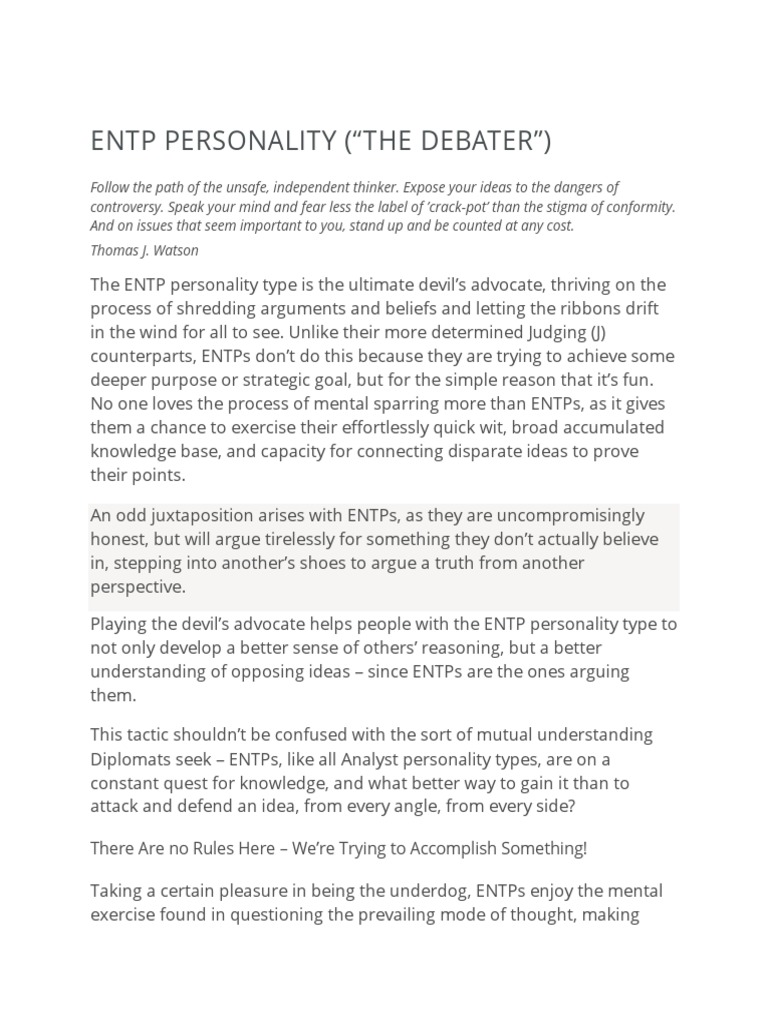 Entp Personality | Personality Type | Emotions | Free 30-day Trial | Scribd
