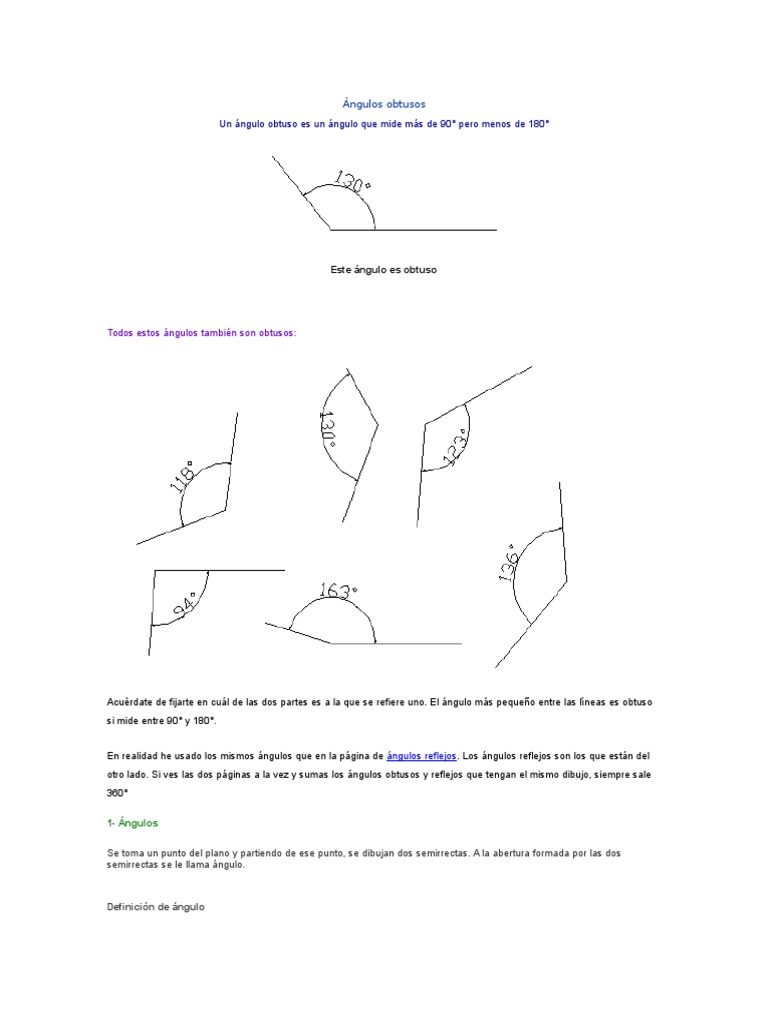 Ángulos obtusos | Ángulo | Geometría Elemental
