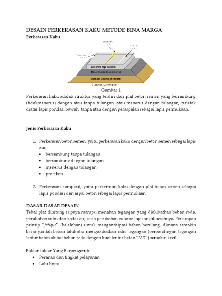 Desain Perkerasan Kaku Metode Bina Marga | PDF