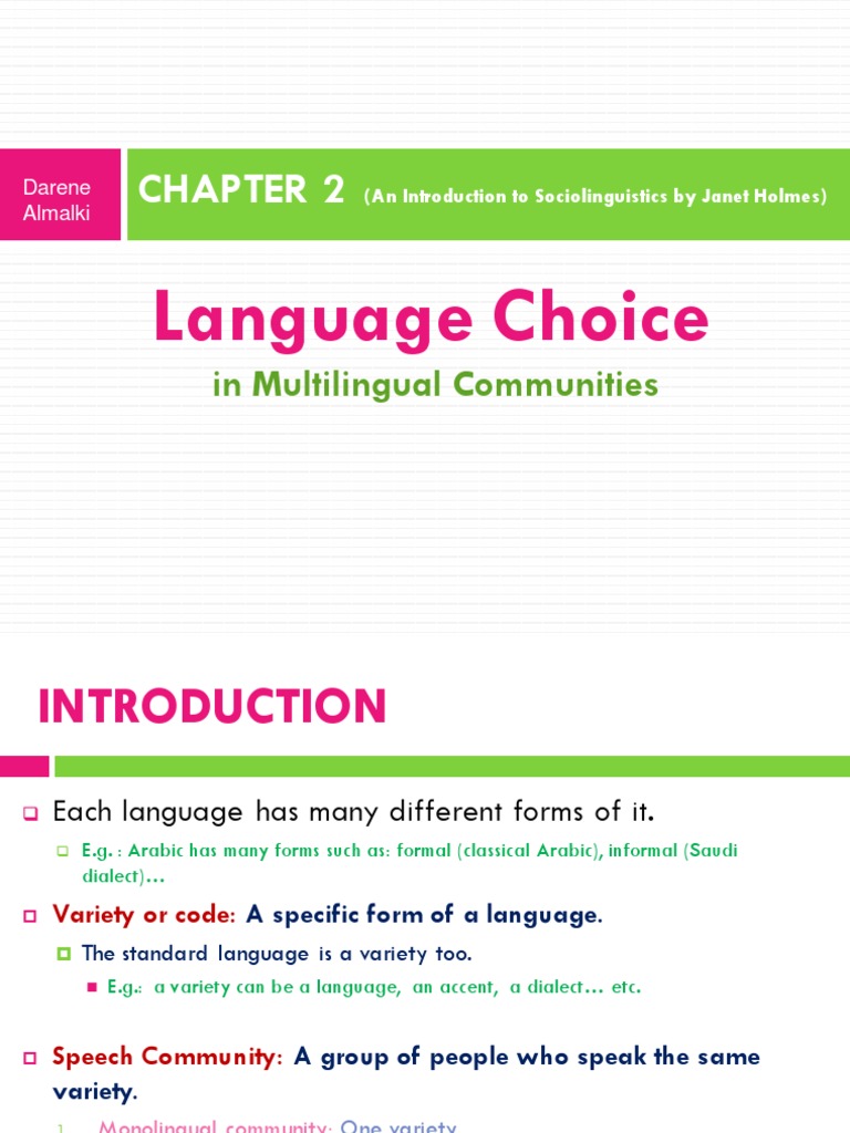 Chapter 2 - Language Choice in Multilingual Communities | PDF | Arabic ...