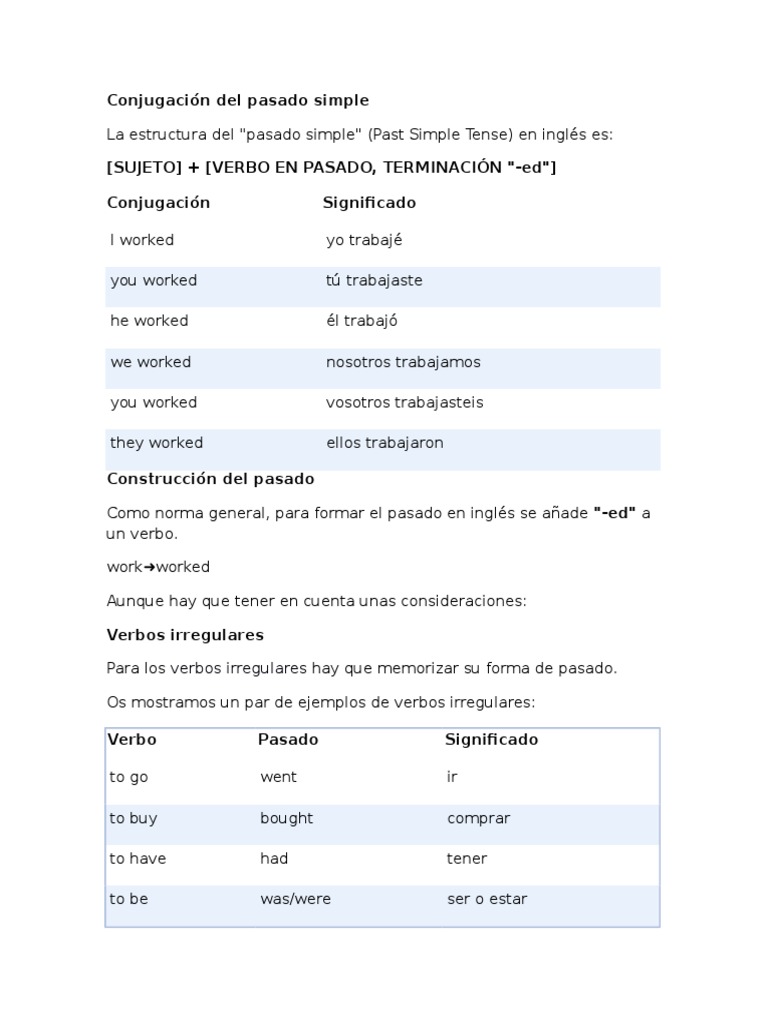 Conjugación Del Pasado, Presente y Futuro | PDF | Conjugación ...