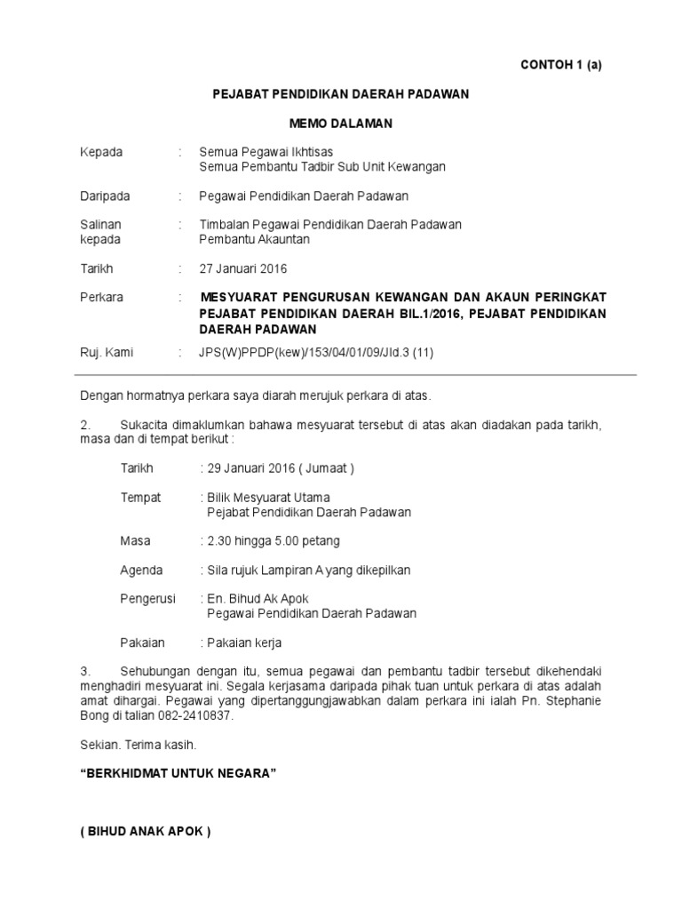 Contoh 1 Memo Dalaman | PDF