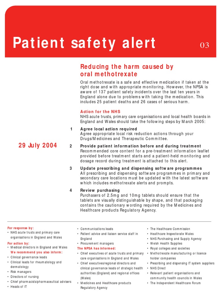 563 Methotrexate Alert | PDF | Patient Safety | National Health Service