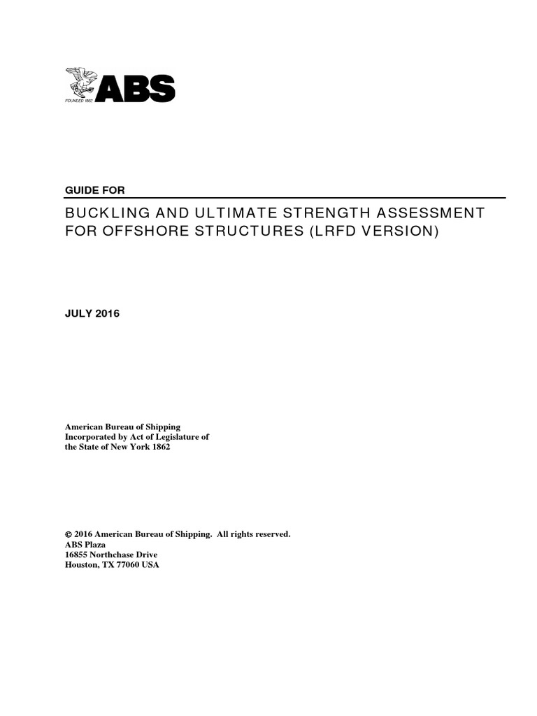 Guide to Assessing Buckling and Ultimate Strength for Offshore ...
