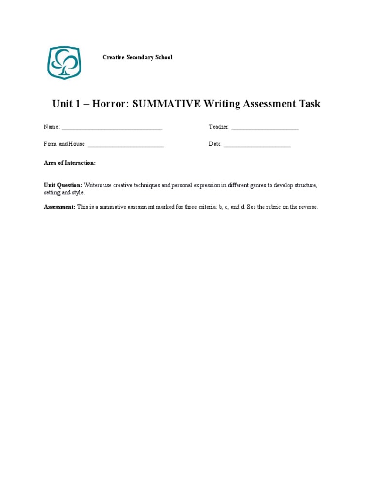 Summative Writing Assessment Horror | PDF | Imagination | Paragraph