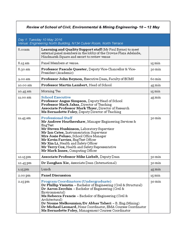 Draft Schedule 5 May | PDF