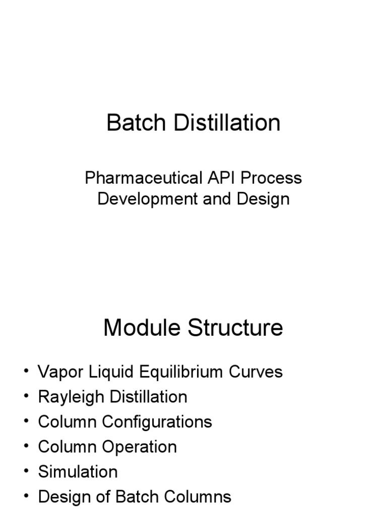 Batch Distillation: Pharmaceutical API Process Development and Design ...