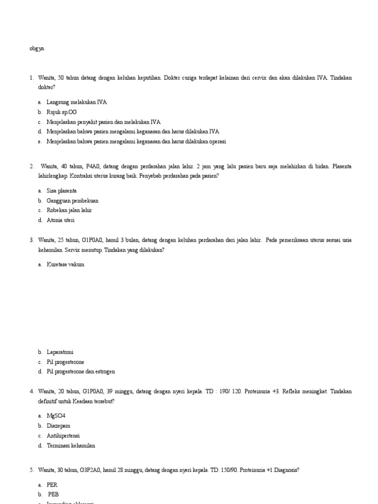 Soal Obgyn 1 | PDF