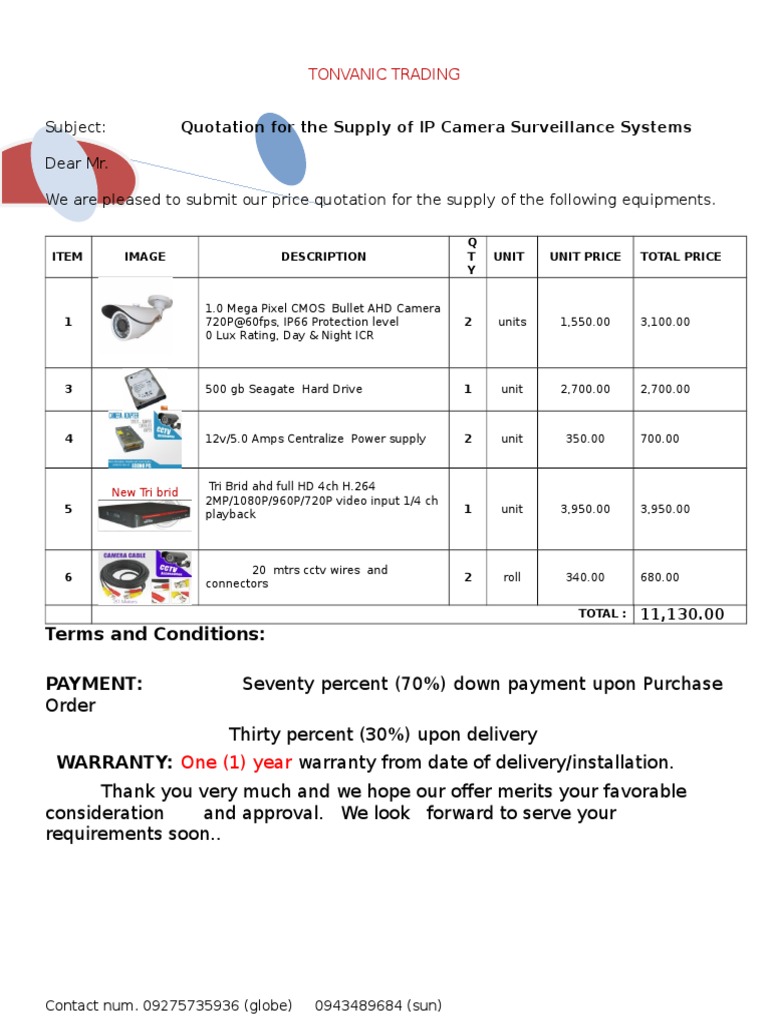 IP Camera Surveillance Systems Quotation | PDF