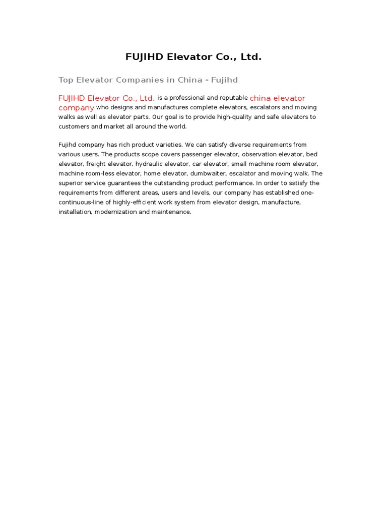Elevator Company Fujihd | PDF | Elevator | Control Theory