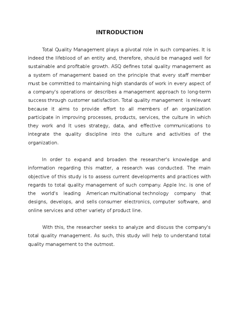 Apple Inc TQM | PDF | Apple Inc. | Apple Watch
