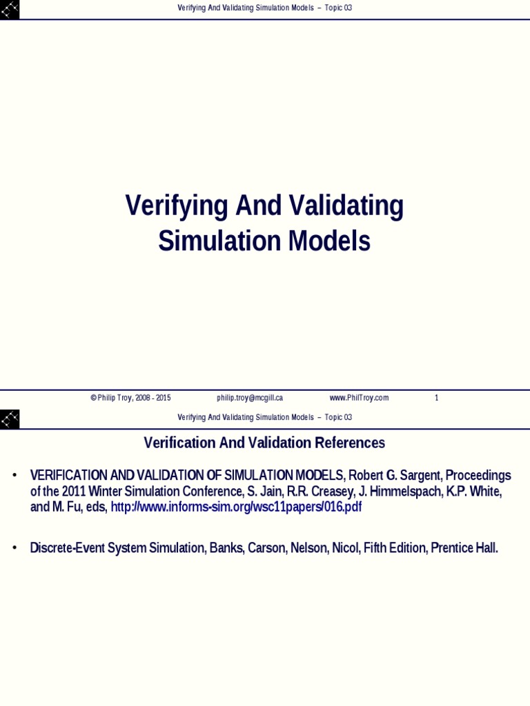 Verifying And Validating Simulation Models Pdf Conceptual Model Verification And Validation