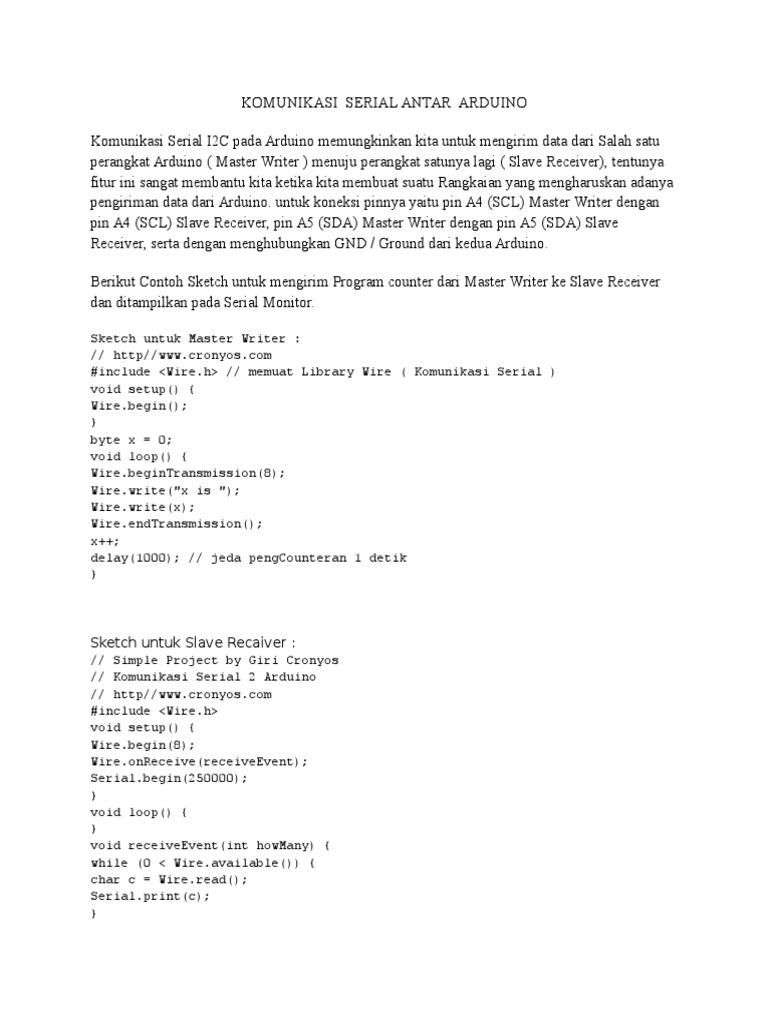 Komunikasi Serial Antar Arduino | PDF | Teknologi & Rekayasa